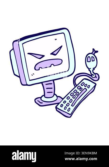 neon light effect animation of hand drawn doodle style cartoon evil ...