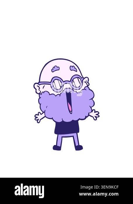 stretching up animation of a cartoon joyful man with beard Stock Video ...