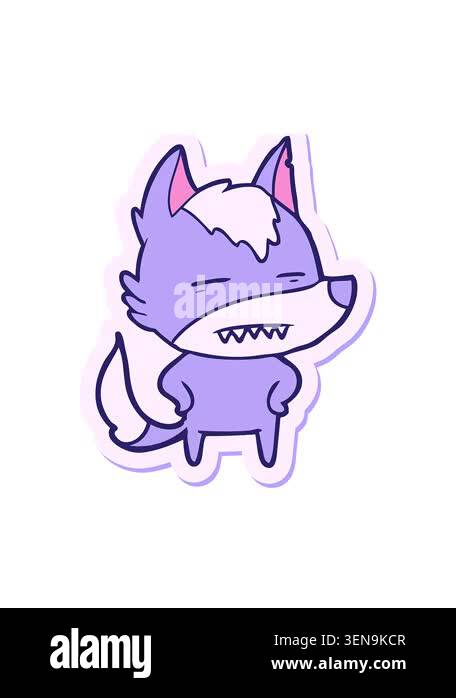 power up animation of sticker of a cartoon wolf showing teeth Stock ...