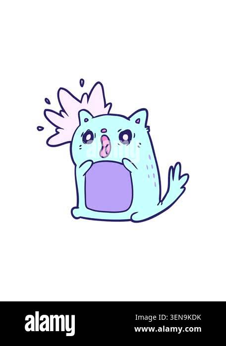 popping motion animation of cartoon shocked cat amazed Stock Video ...