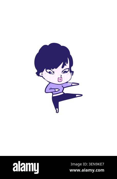 splitting effect animation of cartoon illustration of female character ...