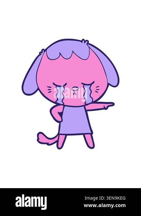 popping motion animation of cartoon of crying dog Stock Video Footage ...