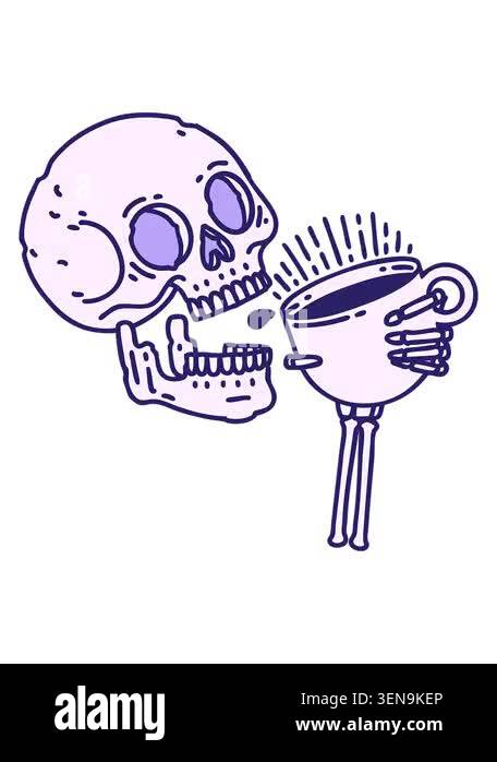 shaking motion animation of tattoo in traditional style of a skull ...