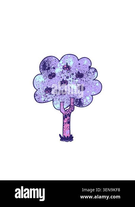 blinking radial lines animation of apple tree cartoon Stock Video ...