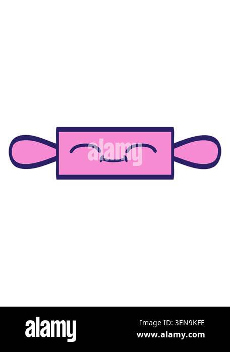 power up animation of cute cartoon of rolling pin Stock Video Footage ...