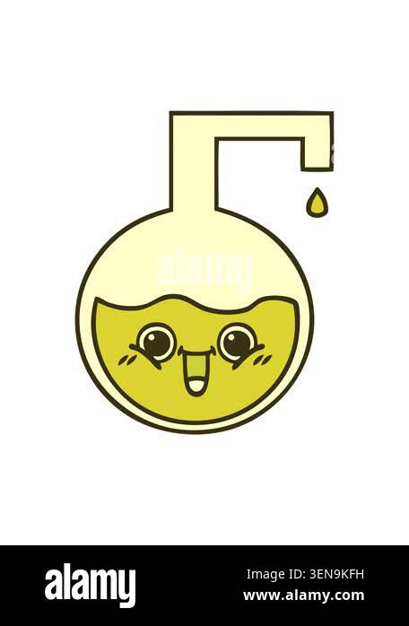 changing color animation of quirky cartoon of a science experiment ...