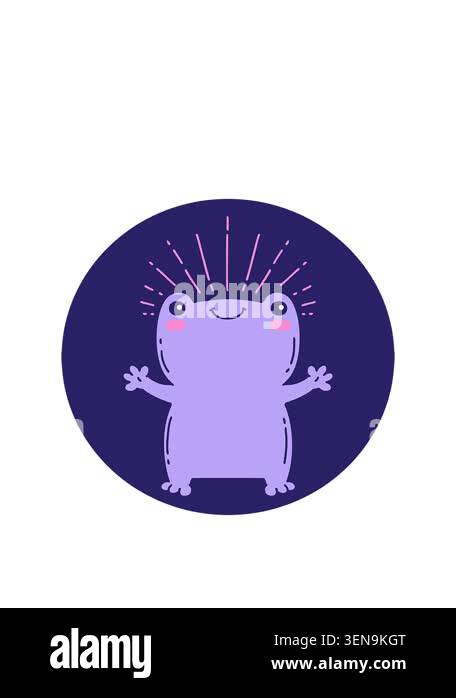 stretching up animation of icon of a tattoo style happy frog Stock ...