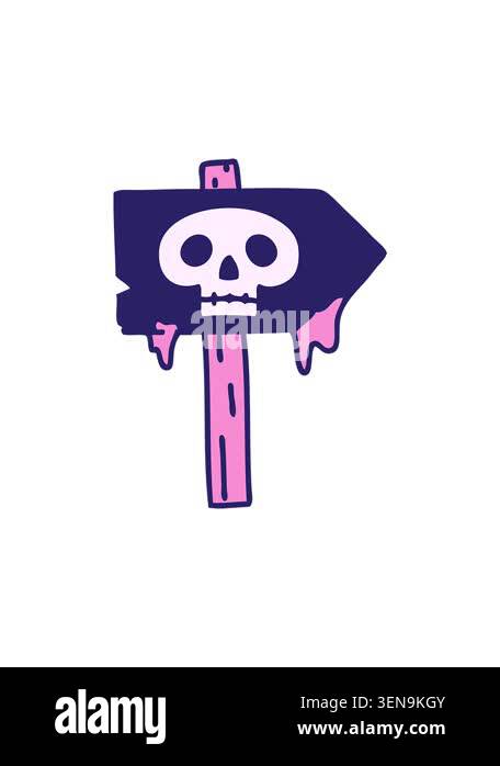 popping motion animation of cartoon of a spooky halloween sign post ...