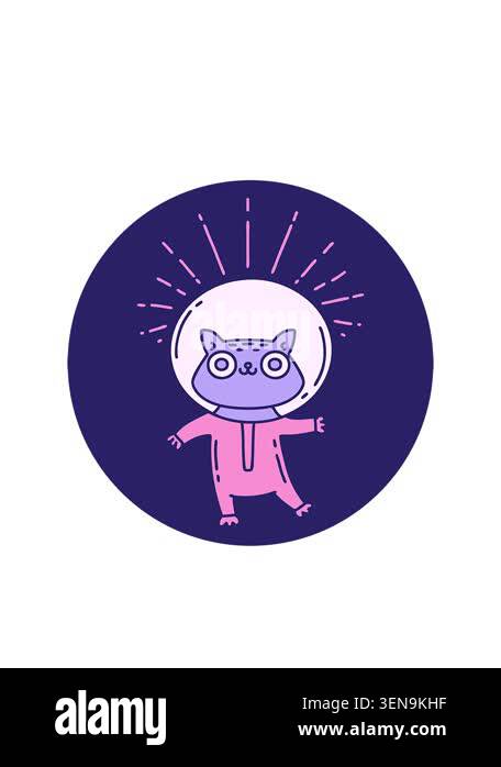 blinking radial lines animation of icon of a tattoo style cat in ...