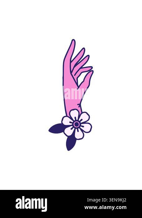 attention grabbing animation of tattoo in traditional style of a hand ...