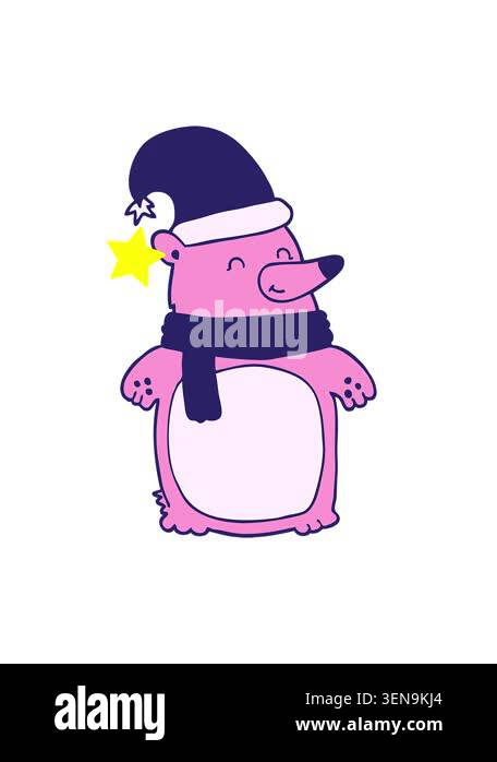 twinkling stars effect animation of cartoon christmas bear Stock Video ...