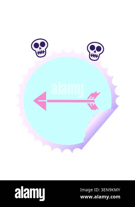 spinning skulls animation of a circular peeling sticker quirky cartoon ...