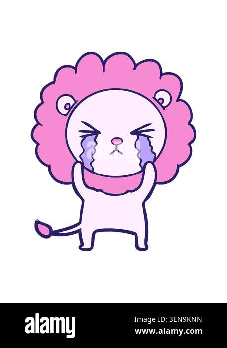 pressure popping animation of cartoon crying lion Stock Video Footage ...