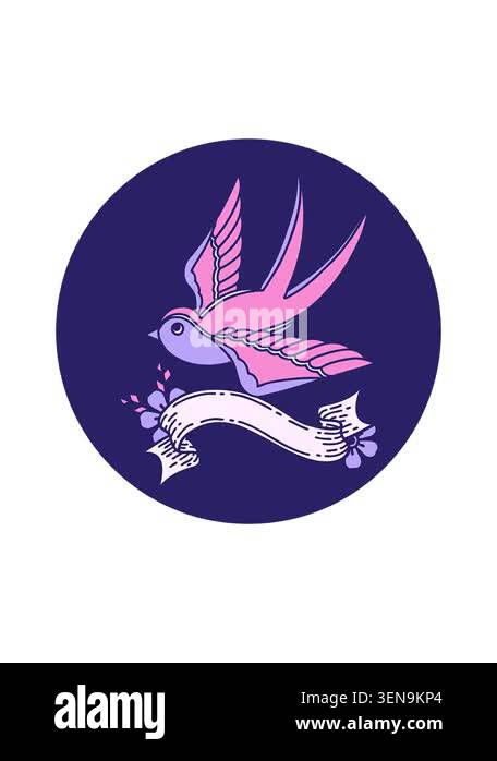 attention grabbing animation of tattoo style icon with banner of a ...