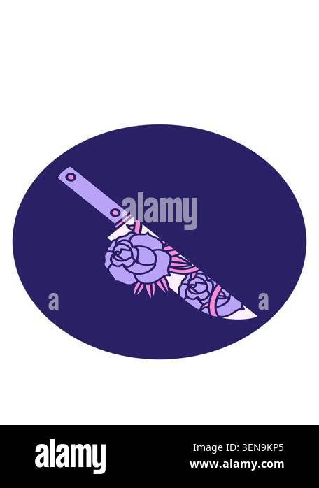 bobbing motion animation of tattoo style image of a dagger and flowers ...