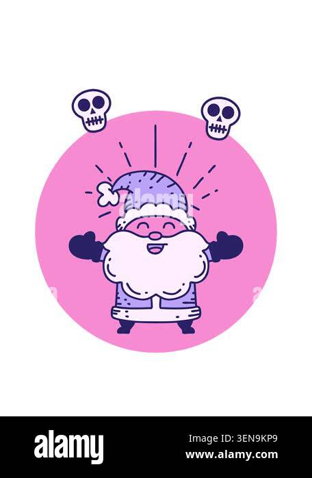 spinning skulls animation of icon of a tattoo style happy santa claus ...