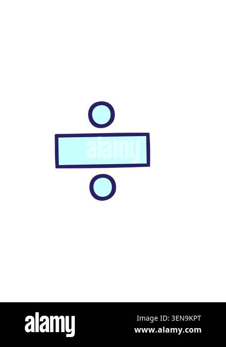 horizontally vibrating animation of cute cartoon of a division symbol ...