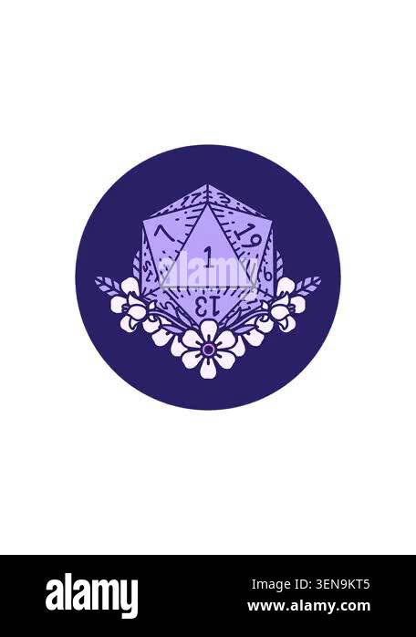 flashy sales animation of natural one dice roll with floral elements ...