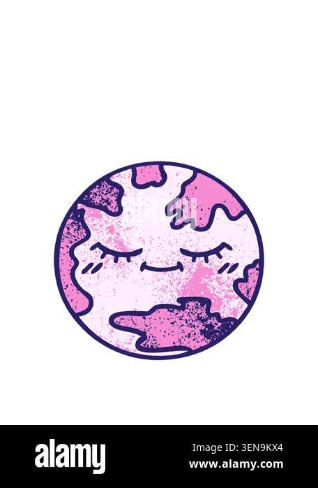 stretching up animation of retro texture cartoon of a planet earth ...