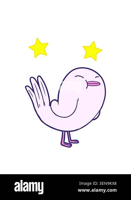 spinning stars animation of cute cartoon of bird character Stock Video ...