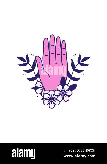 popping motion animation of design of a hand and flower Stock Video ...