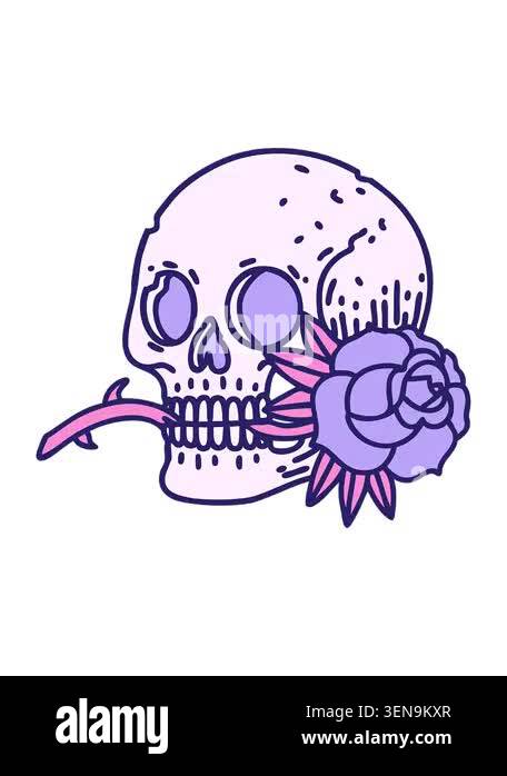 bob and pause animation of iconic tattoo style image of a skull and ...