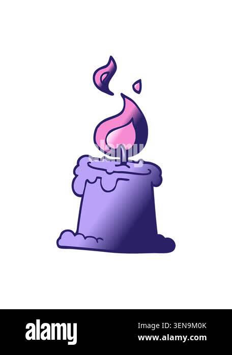 jiggle and pause animation of cartoon doodle lit candle Stock Video ...