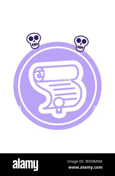 spinning skulls animation of diploma certificate circular icon symbol ...