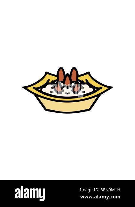 splitting effect animation of traditional japanese rice dish in square ...