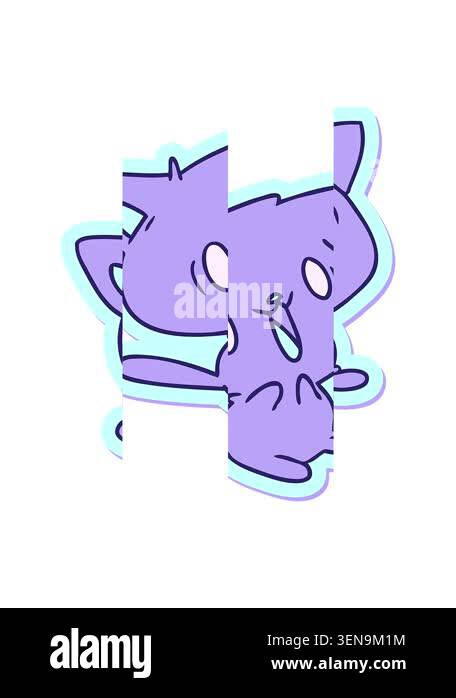 splitting motion animation of sticker cartoon illustration of cute ...