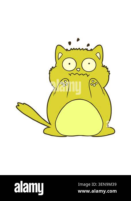 changing color animation of cartoon worried cat Stock Video Footage - Alamy
