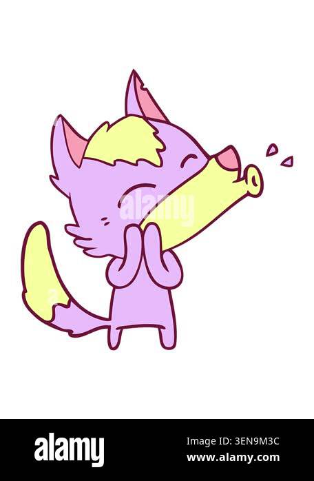bobbing motion animation of fox cartoon character in bright glow color ...
