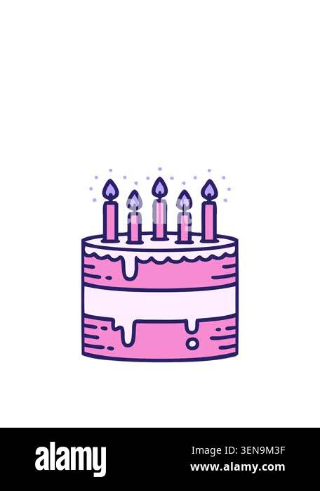 stretching up animation of cartoon of a birthday cake Stock Video ...