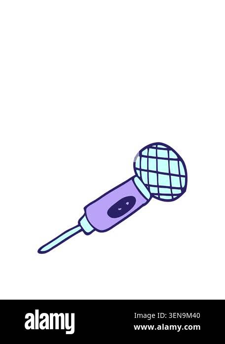 stretching up animation of cartoon doodle microphone Stock Video ...