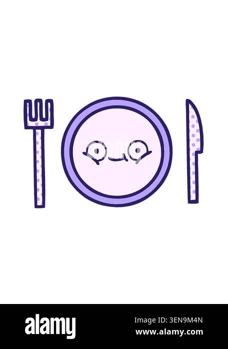 jiggle motion animation of comic book style cartoon of a dinner plate ...