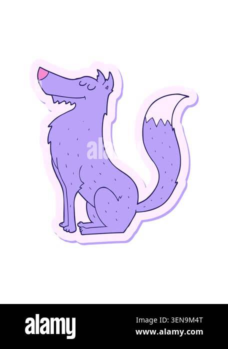 jiggle and pause animation of sticker of a cartoon wolf Stock Video ...