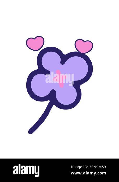 spinning hearts animation of simple flower cartoon design Stock Video ...
