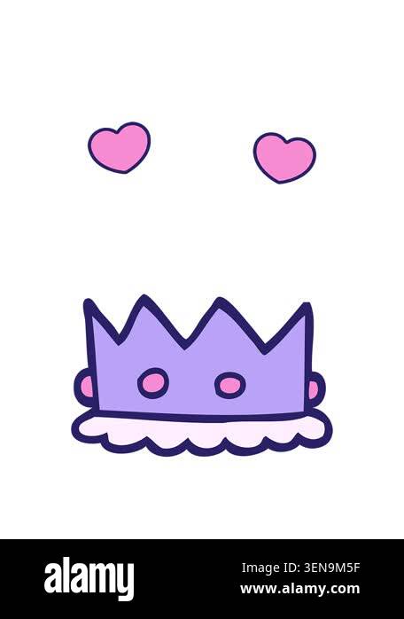 spinning hearts animation of cartoon doodle royal crown Stock Video ...
