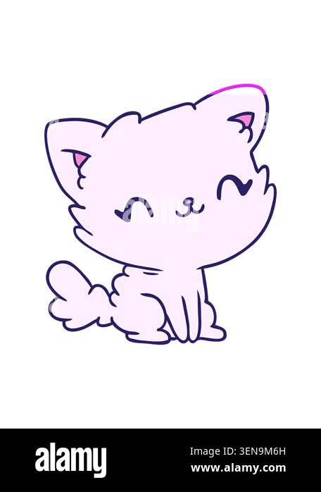 power up animation of cartoon illustration cute kawaii fluffy cat Stock ...