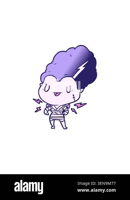 radioactive glowing animation of cartoon undead monster bride woman ...