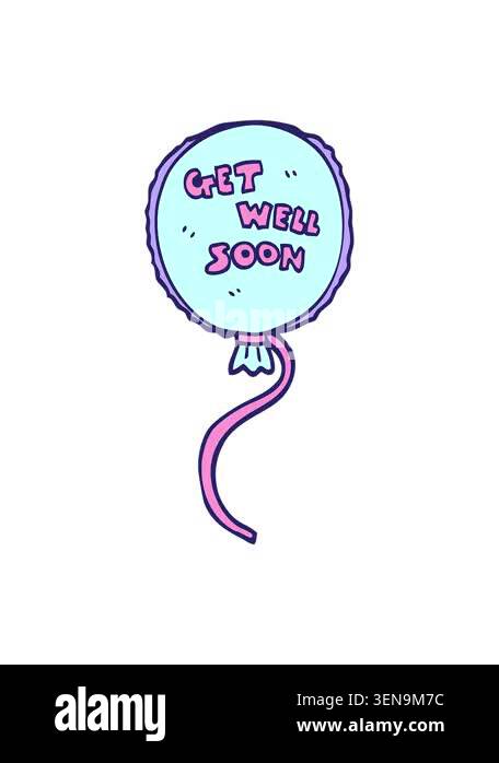 pixelize effect animation of cartoon doodle get well soon balloon Stock ...
