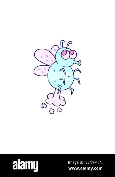 radioactive glowing animation of hand drawn quirky cartoon fly Stock ...