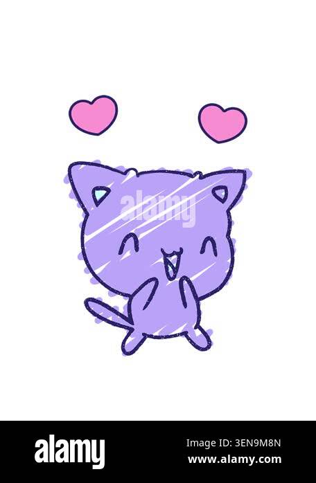 spinning hearts animation of Happy Cat Chalk Drawing Stock Video ...