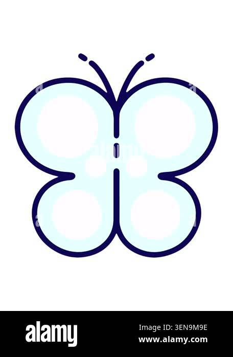 neon light effect animation of simple cute cartoon butterfly Stock ...