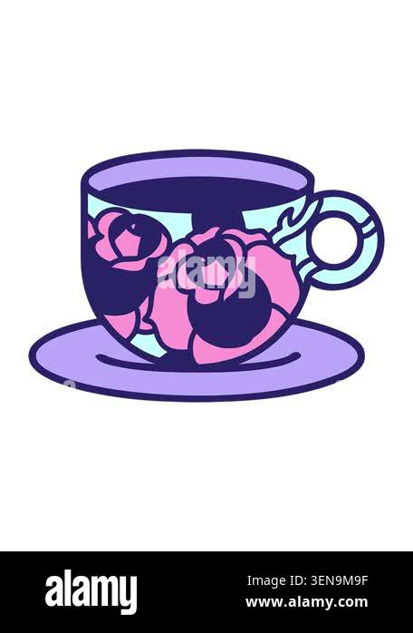 bobbing motion animation of tattoo in traditional style of a cup and ...