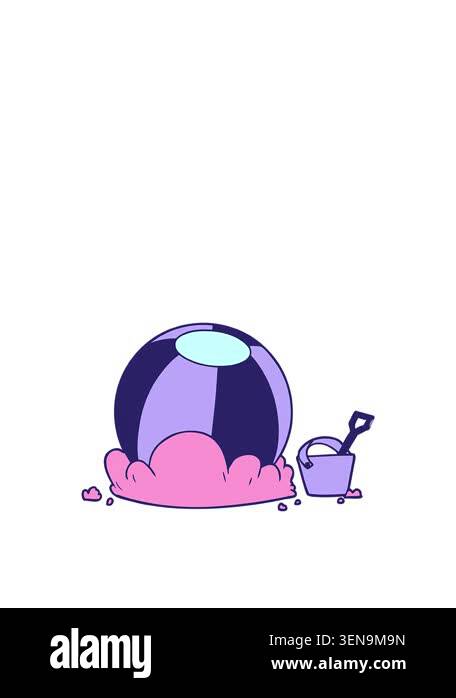rise and float animation of cartoon beach ball and bucket Stock Video ...