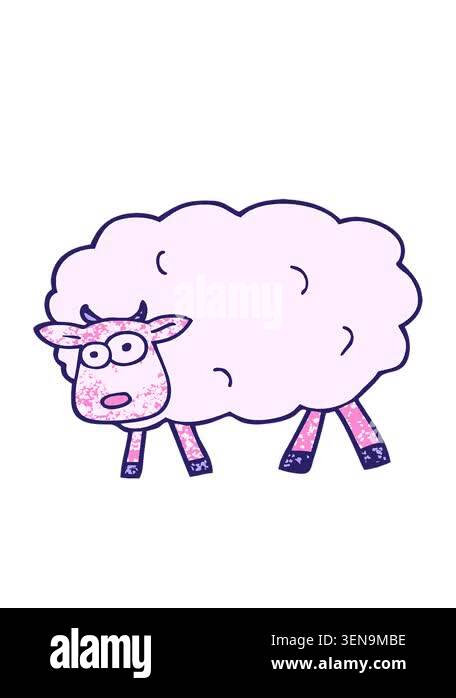 bobbing motion animation of grunge textured illustration cartoon sheep ...