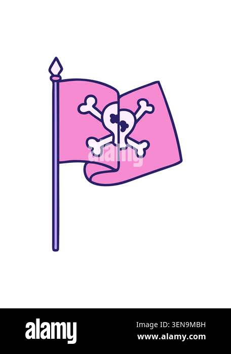 shine light effect animation of iconic tattoo style of a pirate flag ...