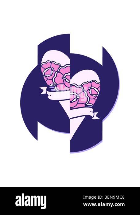 splitting motion animation of sticker of tattoo in traditional style of ...