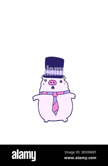 stretching up animation of cartoon business pig Stock Video Footage - Alamy